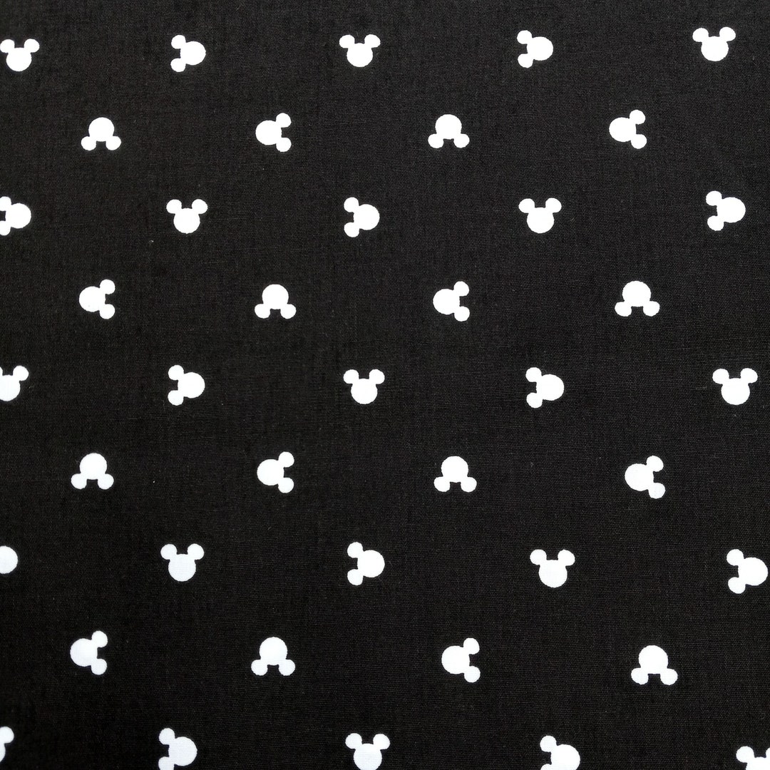 Mickey Mouse Head Outline Fabric, Disney Licensed, Head Dot Toss, White ...