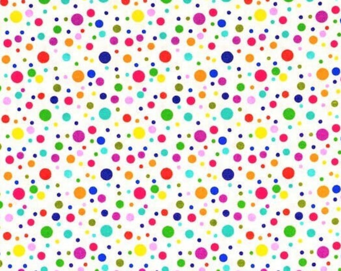 Rainbow Polka Dot Fabric Multi Color Dots on White Happy - Etsy