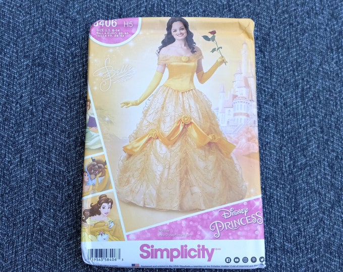Belle Disney Princess Costume Dress Pattern, 2 Piece Gown, Simplicity ...