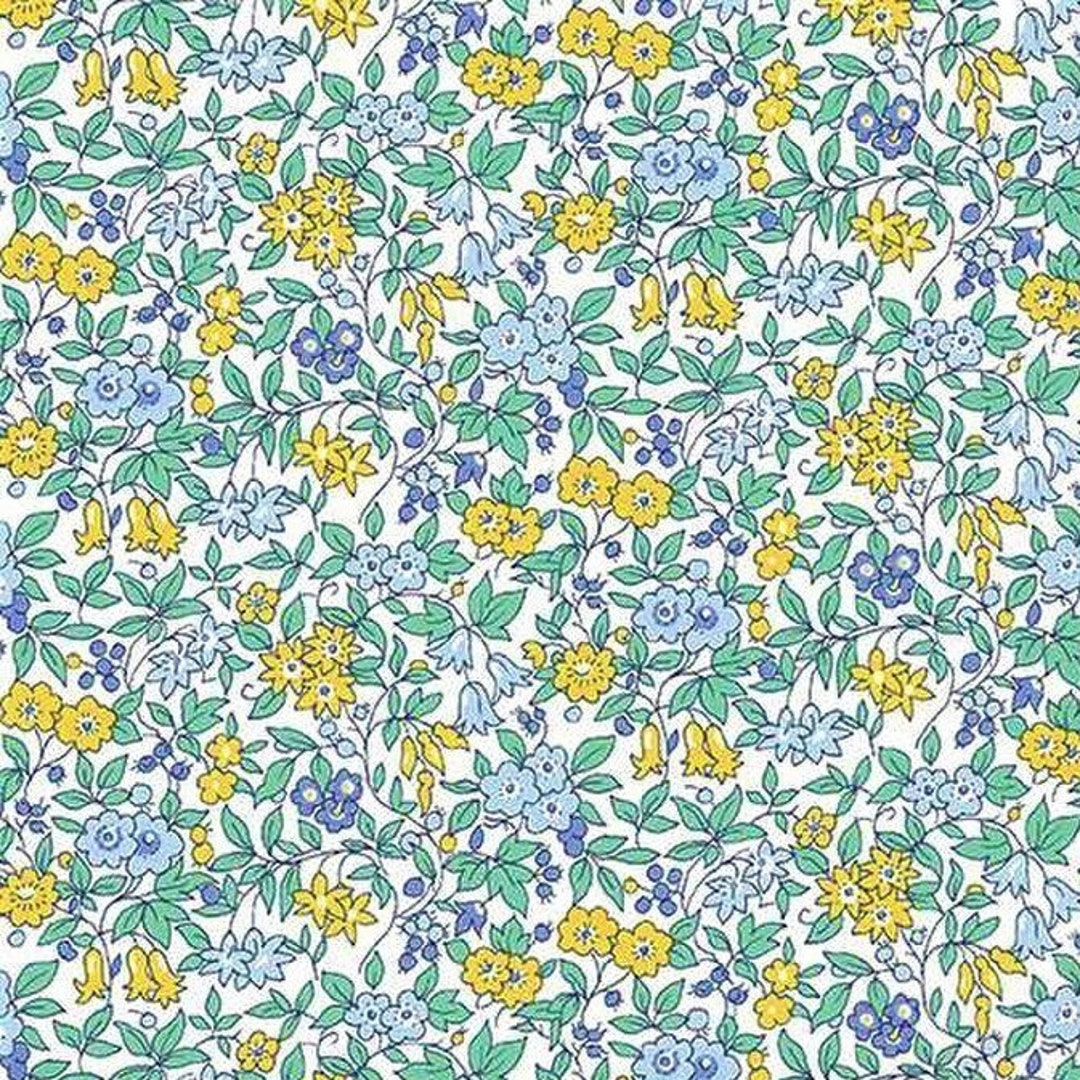 Calico Floral Fabric, Flower Show, Sunrise Forget Me Not Blossom ...