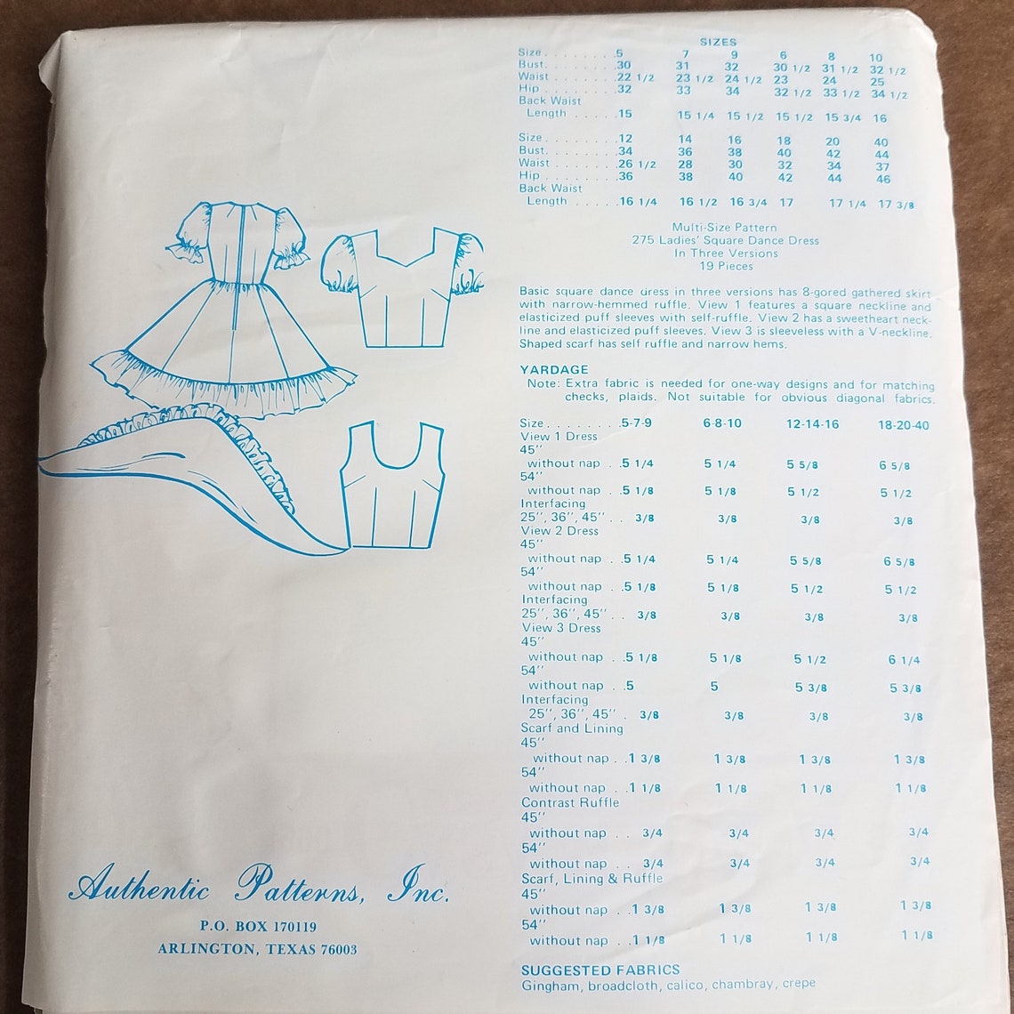 Vintage Square Dance Pattern Authentic Patterns Inc No 275 - Etsy