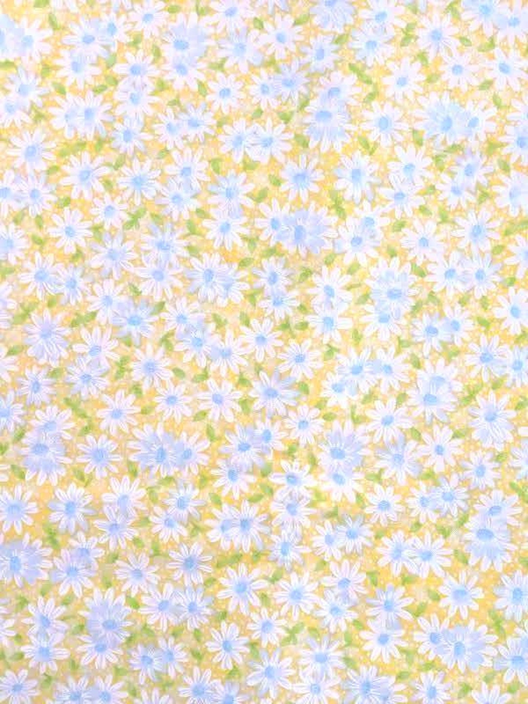 Floral Fabric, Yellow Daisy Fabric, White Daisies Print, NEW OOP ...