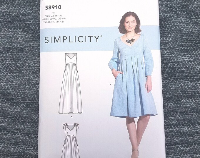 Summer Dress Pattern, V Neck Dress, Sleeveless Dress, Tapered Waistline ...