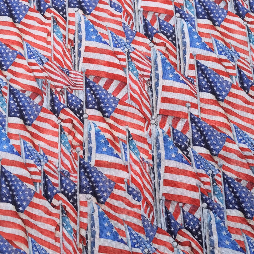 Patriotic Flag Fabric, Waving Flags, American Flag Toss, by Susan ...
