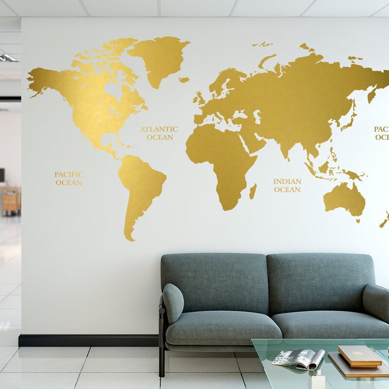 Gold World Map - Etsy