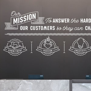 Mission & Values, Office Signs, Office Decals, Office Lobby, Office ...