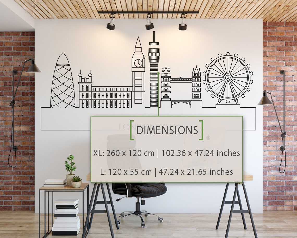 London Skyline Wall Decal: Cityscape Home Decor - Etsy UK
