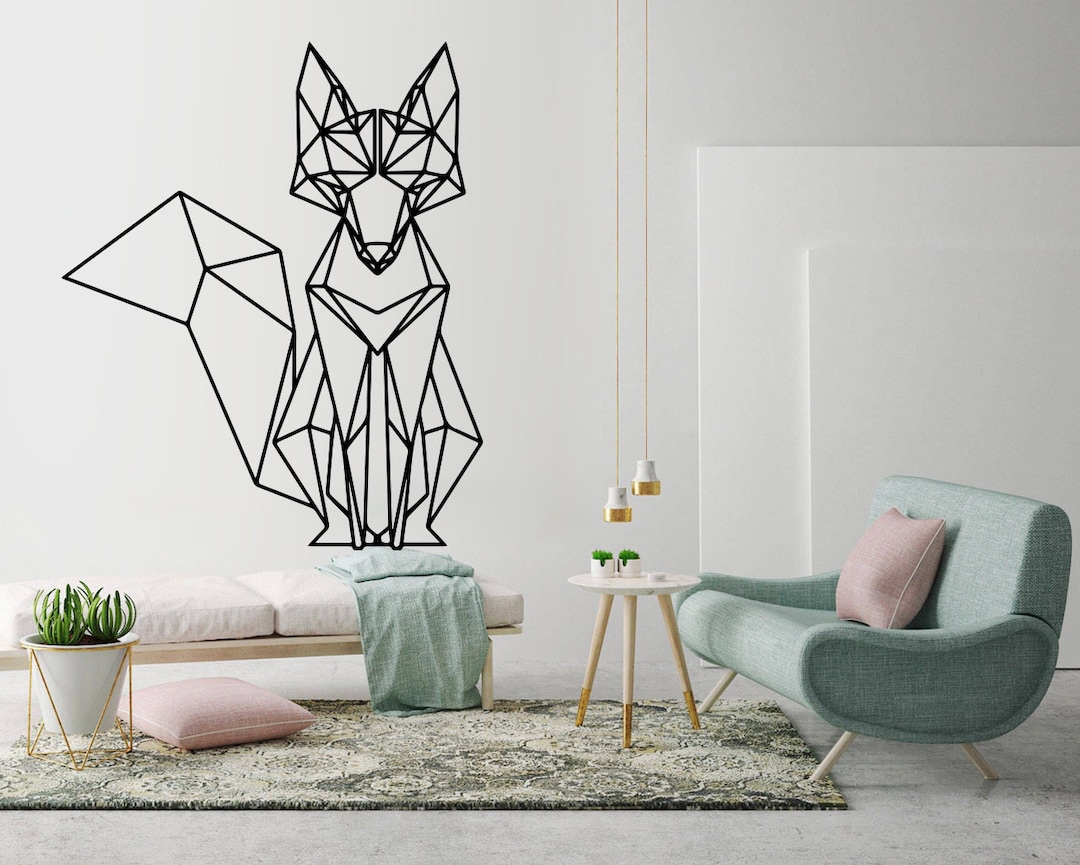 Geometric Fox Wall Decal: Modern Animal Outline Art - Etsy