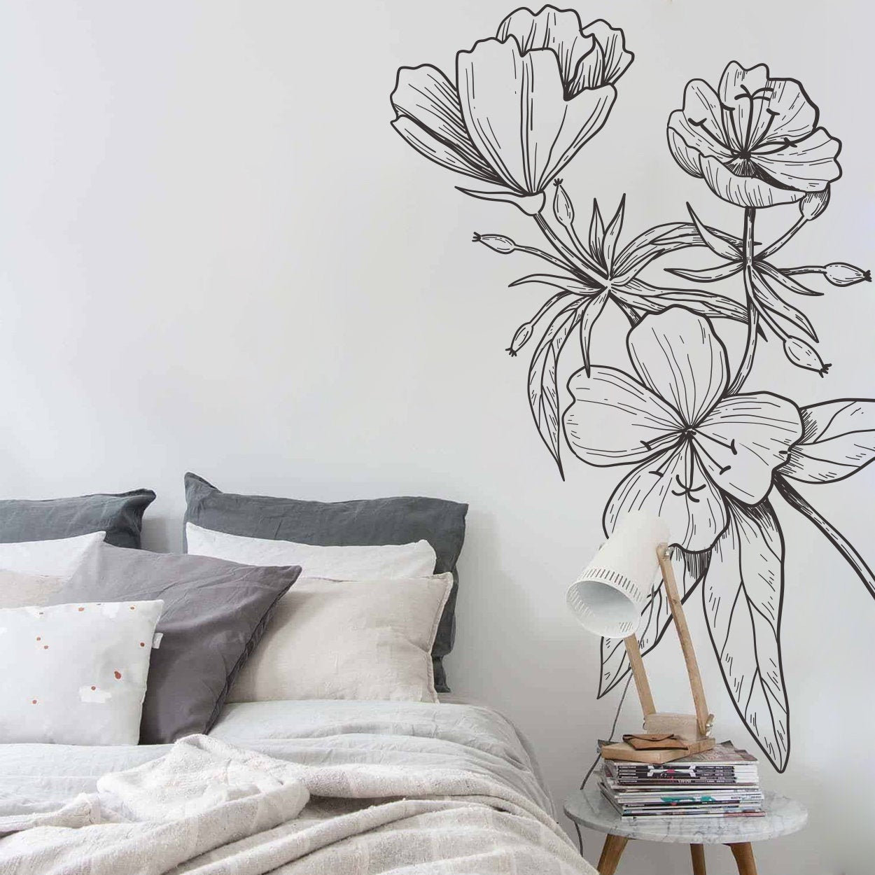 Flowers for Corner Floral Outlines Flowers Office Decor - Etsy