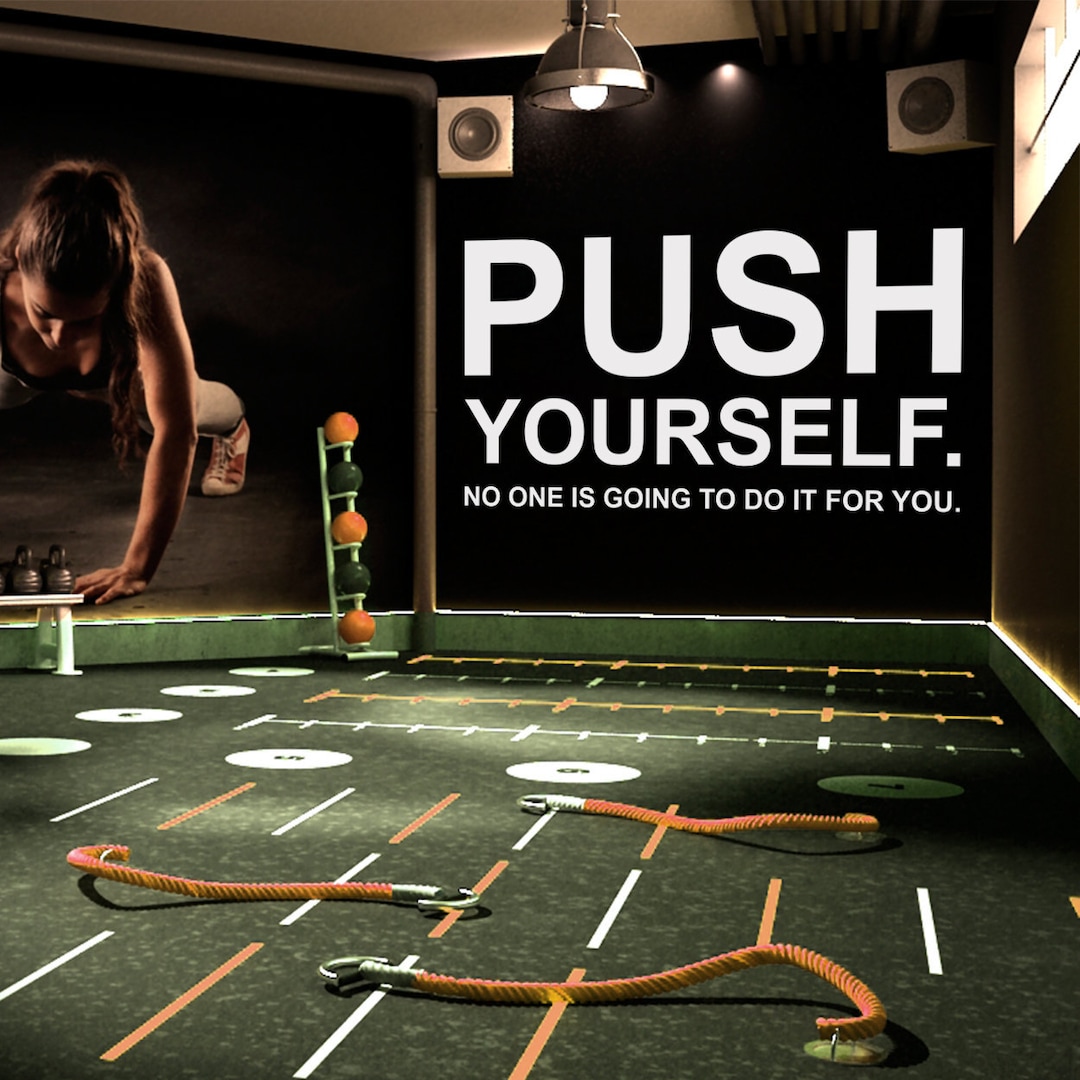 Push Yourself, Exercise Stickers, Gym, Home Gym, Gym Wall Art, Gym Wall ...