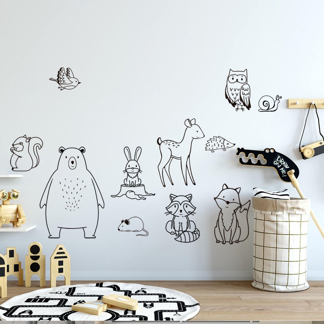 Minimalist Woodland Animals Vinyl Decal: Cozy Nursery Decor - Etsy