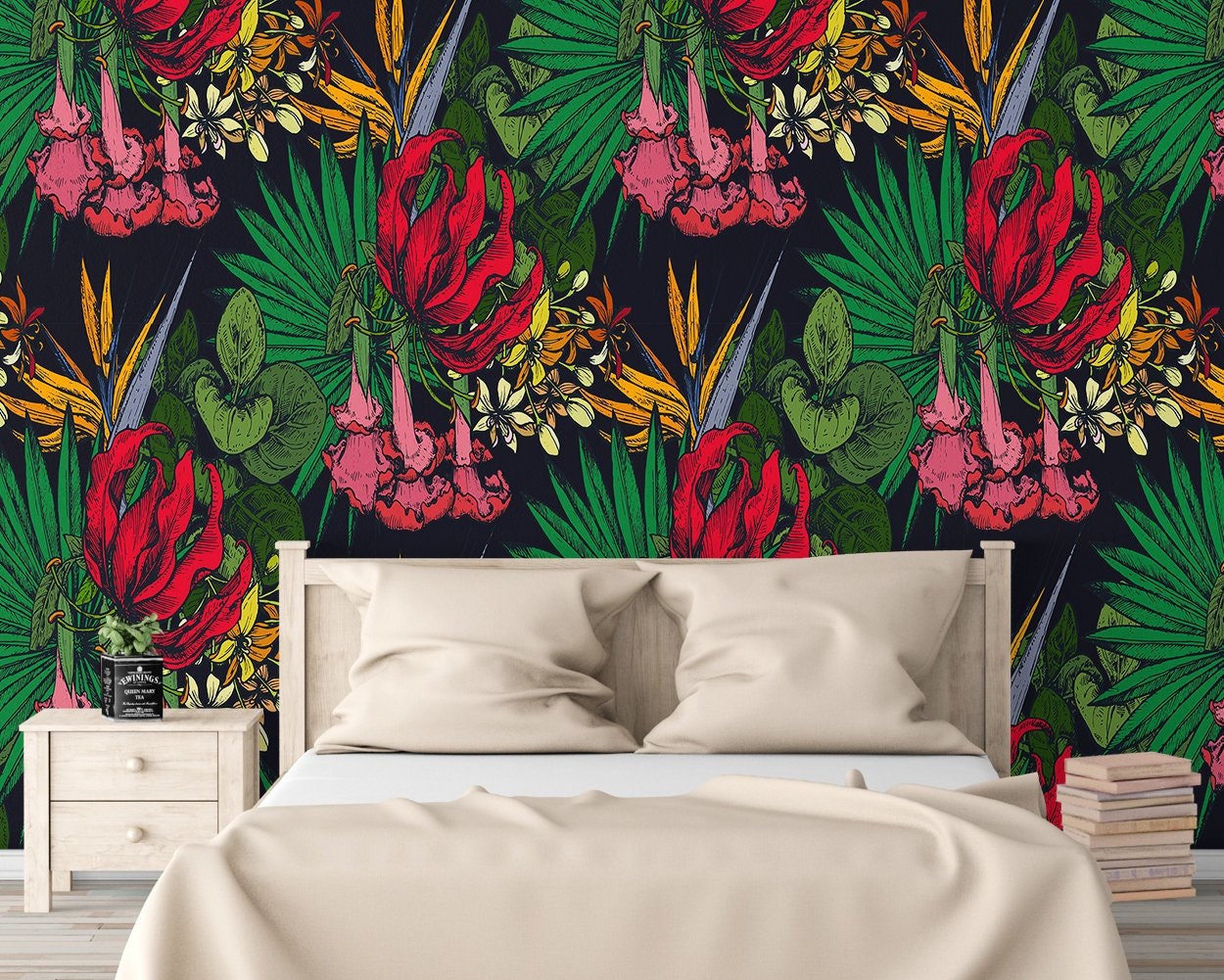 Tropic Wall Tropical Leaf Wallpaper Wall Decor Tropical | Etsy