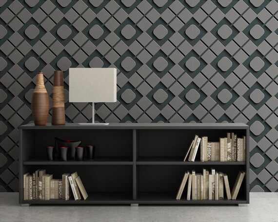 3d Effect Geometric Wallpaper Wall Decor Removable | Etsy
