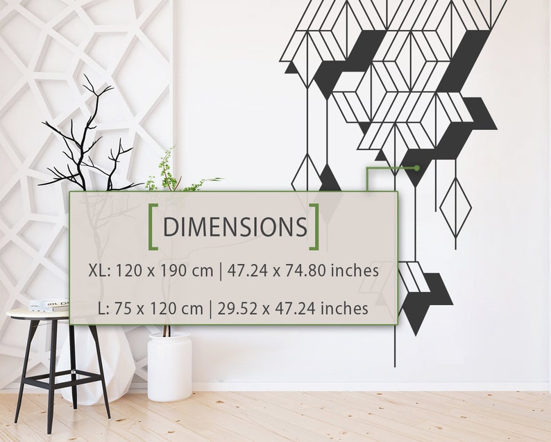 Geometric Wall Decal: Abstract Art Stickers, Home Office Decor - Etsy