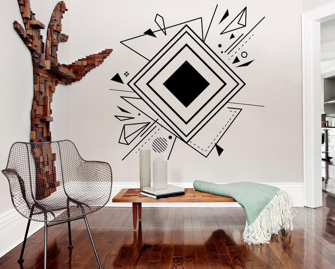 Geometric Wall Decal: Abstract Minimalist Art, Modern Office Decor (47. ...