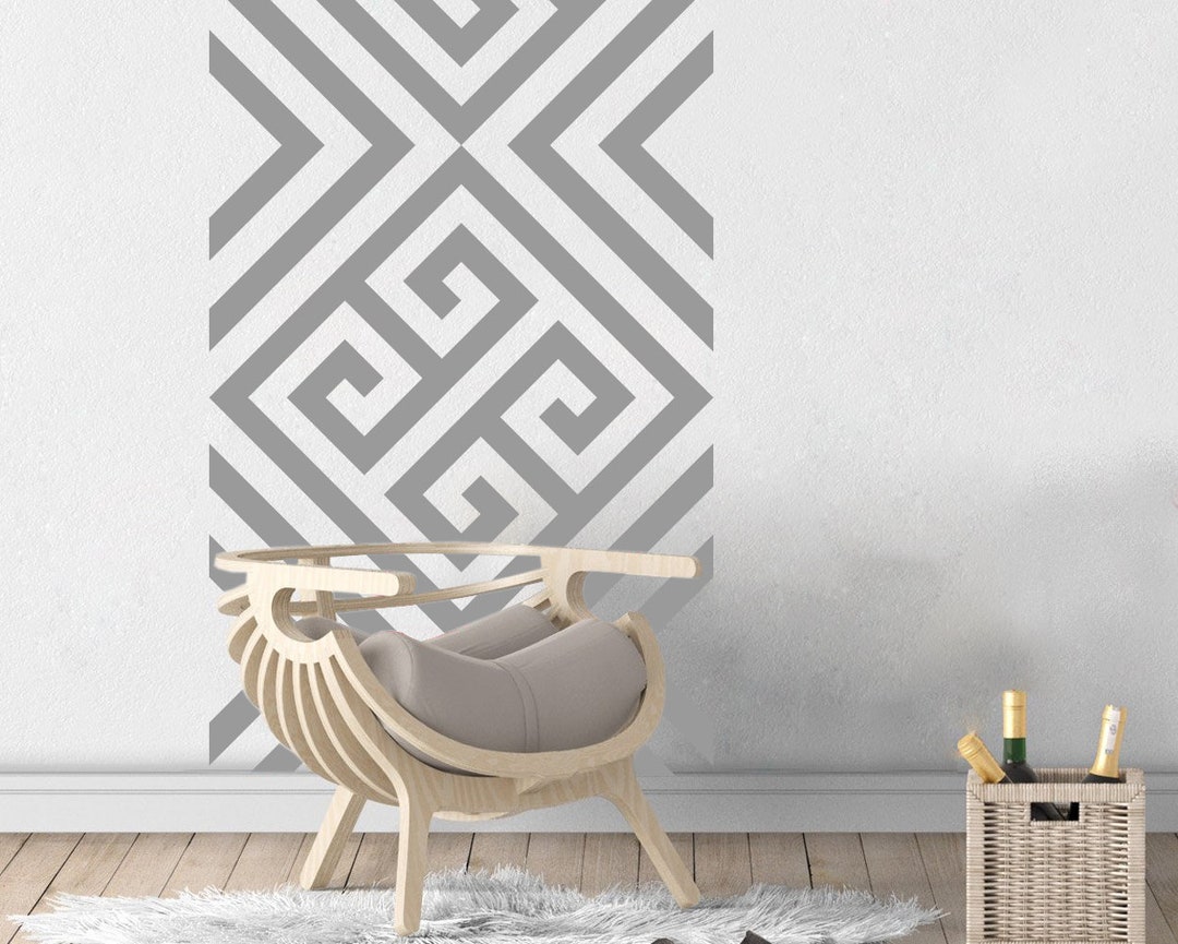 Grey Key Pattern, Wallpaper, Greek Key Art, Wall Decor, Wall Decals ...
