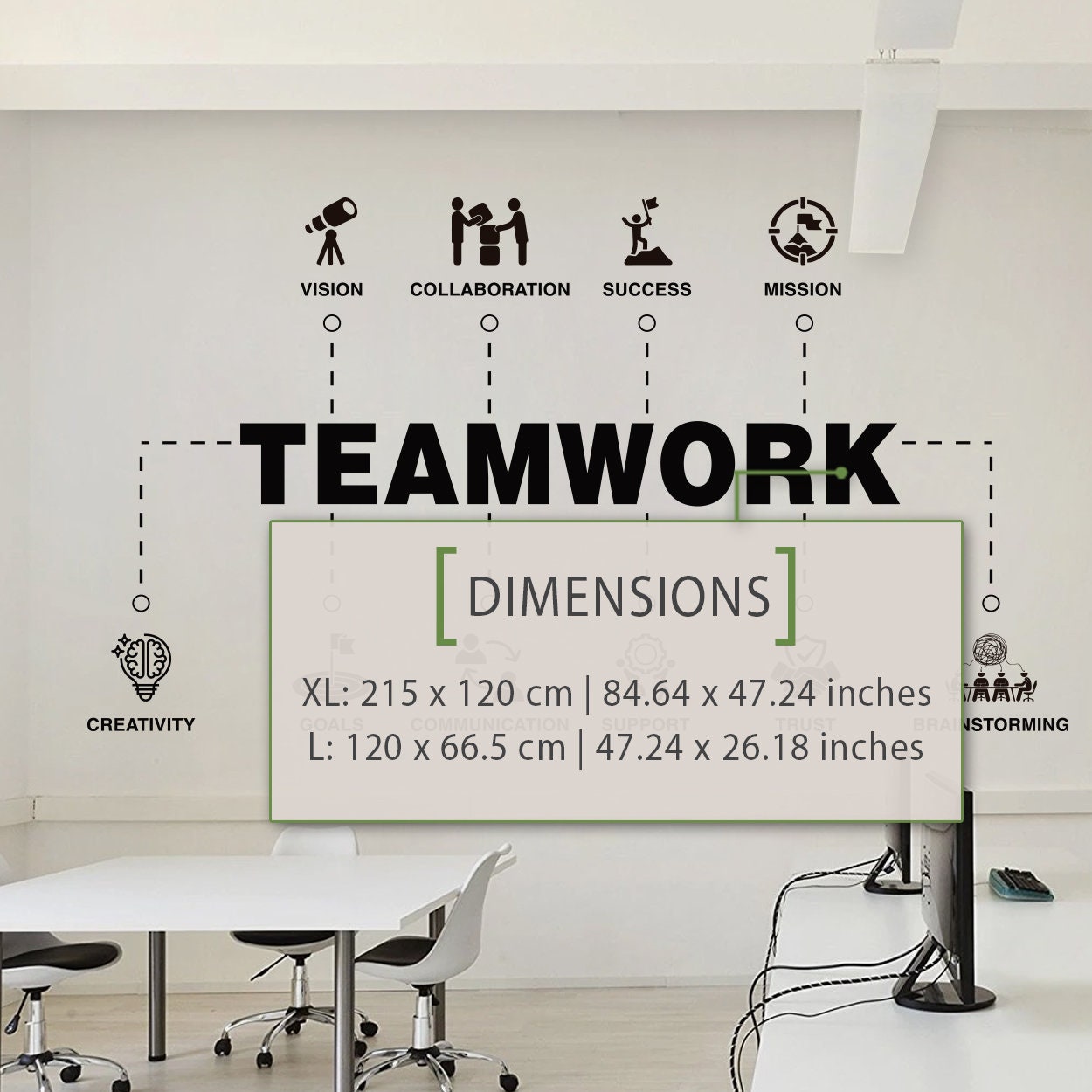 Teamwork Values Vinyl Wall Decal, Motivational Office Decor - Etsy
