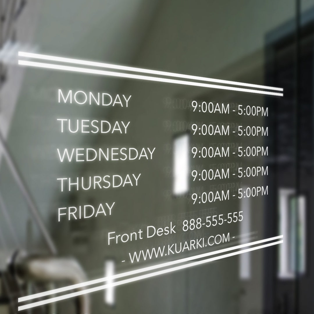 Storefront Window Decals, Business Hours, Store Hours, Store Front ...