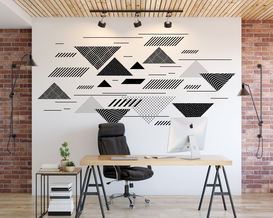 Geometric Wall Decal: Abstract Minimalist Art, Office Decor (97.63 X 47 ...