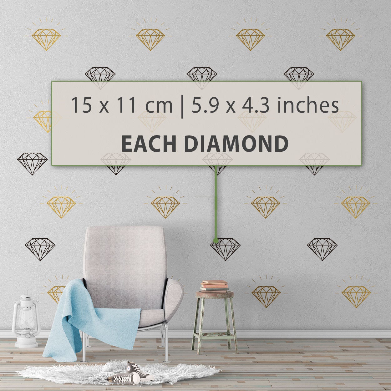 Geometric Wall Art Wall Decor Diamond Decal Diamond | Etsy