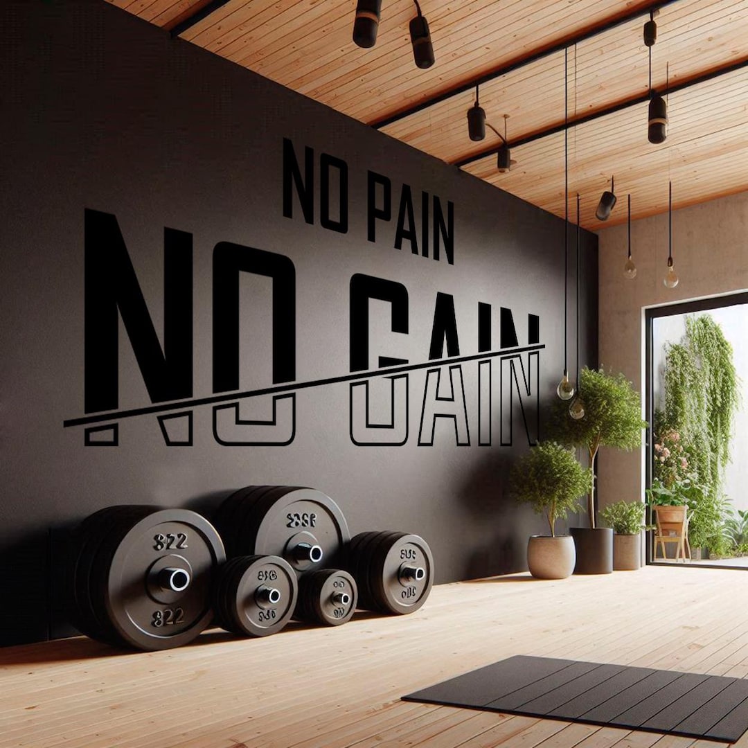 No Pain No Gain Motivational Wall Decal – Minimalist Gym Decor, Fitness ...