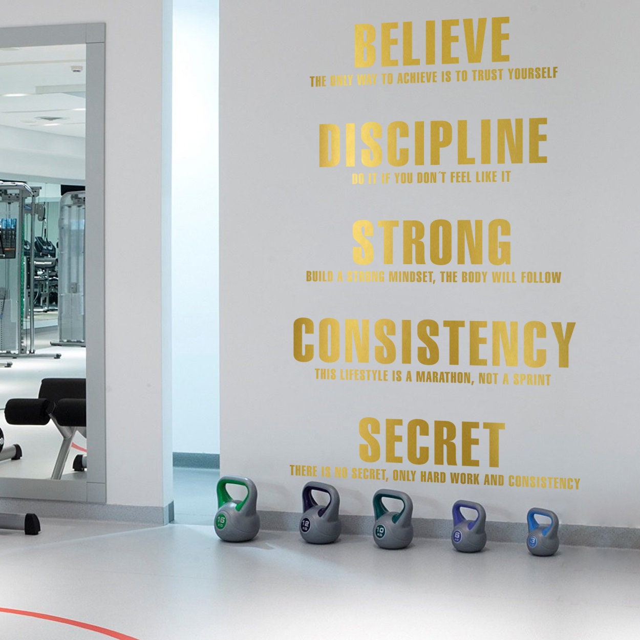 Gym Values Exercise Stickers Gym Wall Decal Fitness | Etsy UK