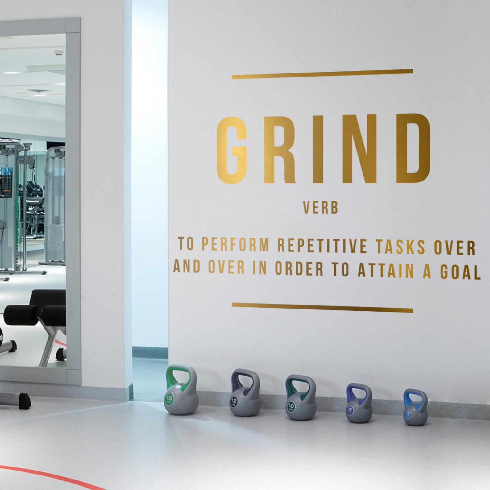 Grind Grind Definition Office Wall Art Exercise Stickers | Etsy