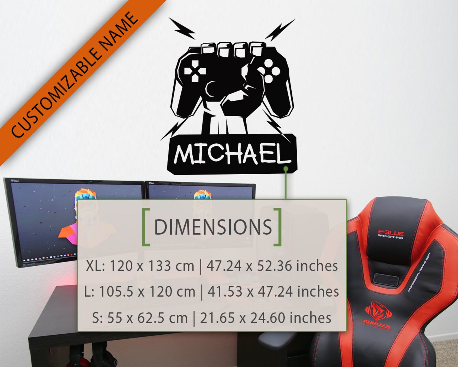 Custom Name Gamer Wall Sticker Gamer Wall Decal Gamer Wall | Etsy