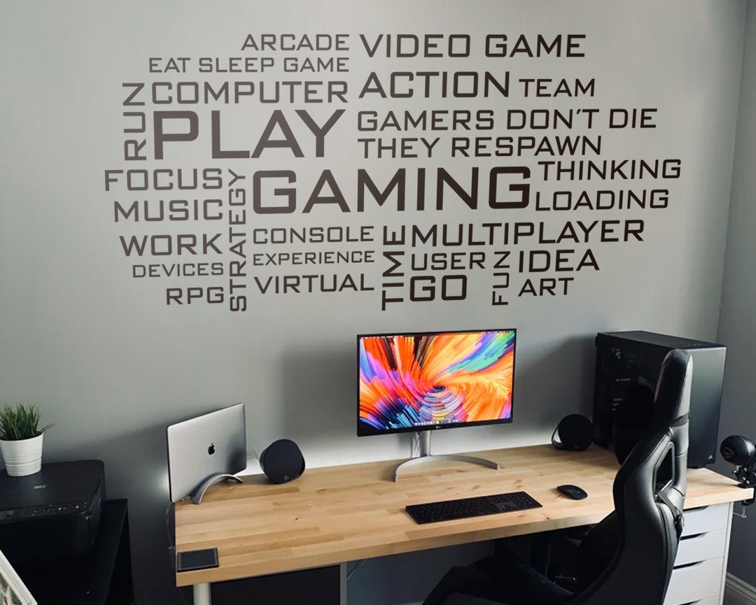 Gaming Wall Sticker, Wordcloud , Gamer Wall Sticker, Gamer Wall Decal ...