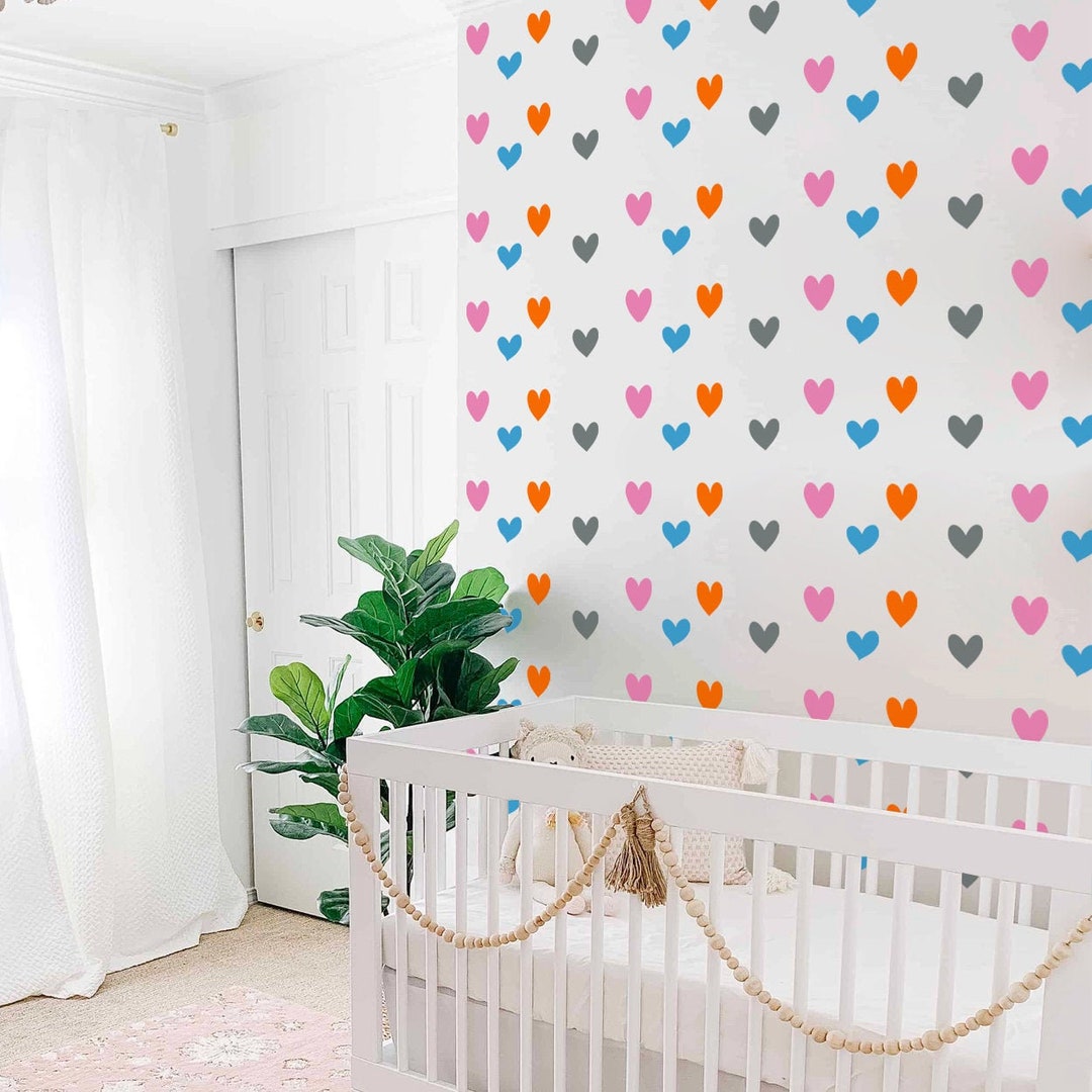 Rainbow Hearts, Heart Wall Decals, Nursery, Hearts, Colorful, Nursery ...