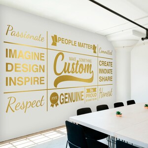 Office Art, Custom, Core Values, Office Decor, Our Values, Wall Decal ...