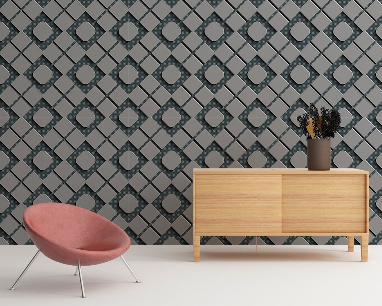 3d Effect Geometric Wallpaper Wall Decor Removable | Etsy