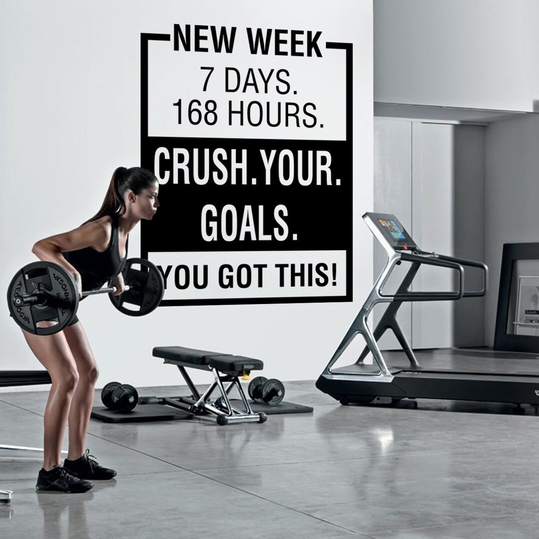 Crush Your Goals, Exercise Stickers, Fitness Stickers, Gym Wall Decal ...