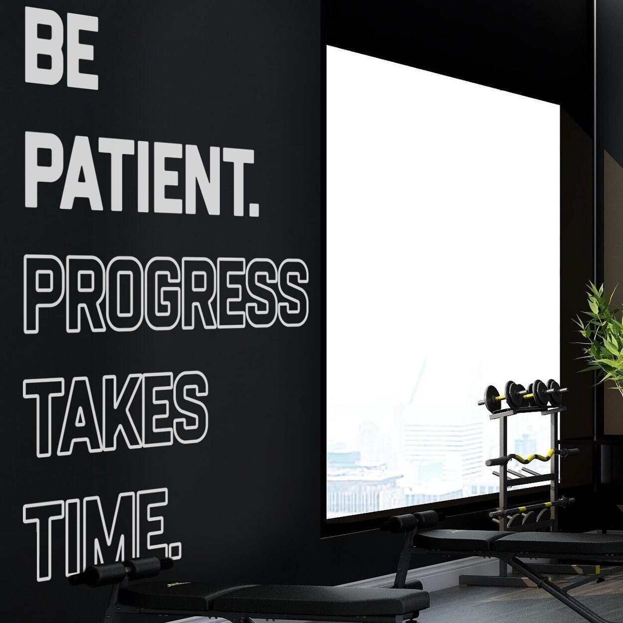 Be Patient. Progress Takes Time. Gym Wall Decor Wall Art Sticker - Etsy