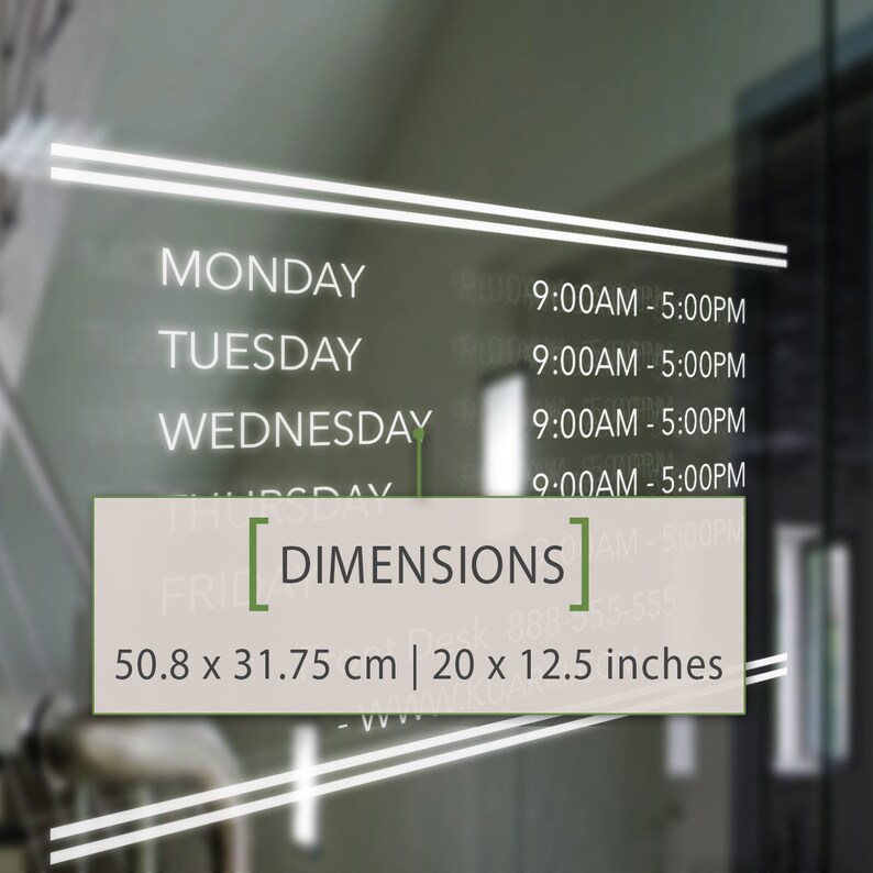 Storefront Window Decals Business Hours Store Hours Store | Etsy