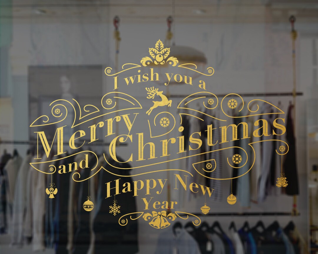 Merry Christmas Store Window Decal: Holiday Wall Sticker - Etsy
