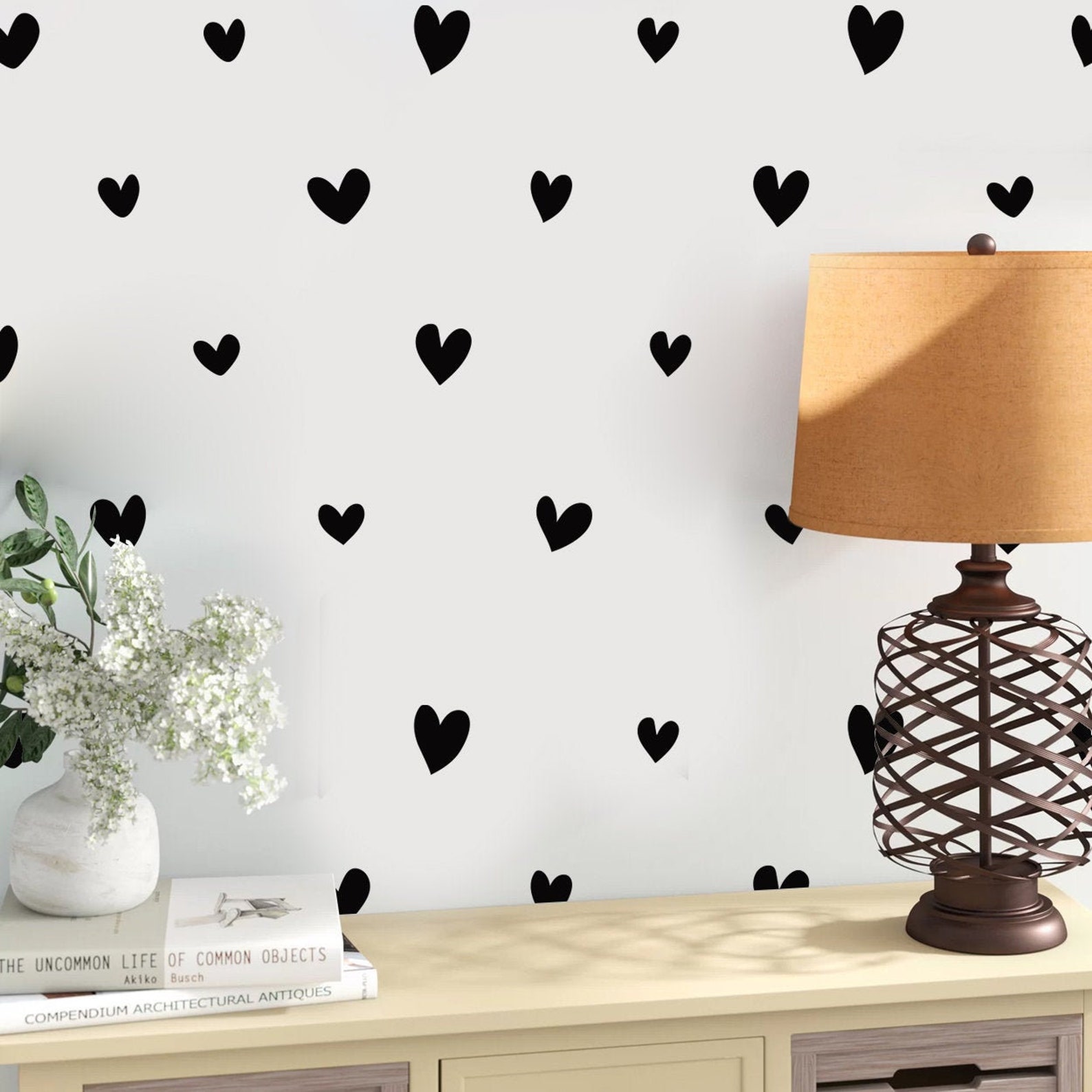 Hand Drawn Heart Wall Decals: Scandinavian Home Decor - Etsy