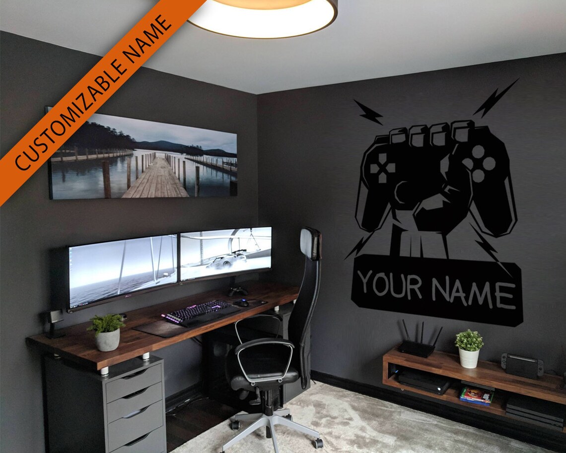 Custom Name Gamer Wall Sticker Gamer Wall Decal Gamer Wall - Etsy