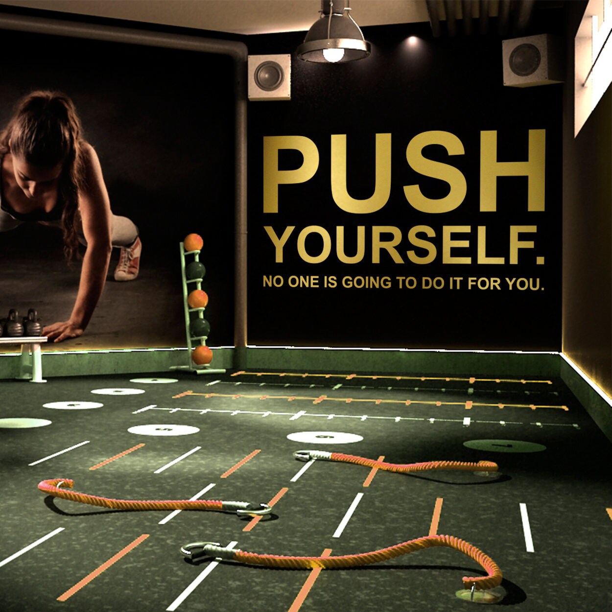 Push Yourself Exercise Stickers Gym Home Gym Gym Wall Art - Etsy