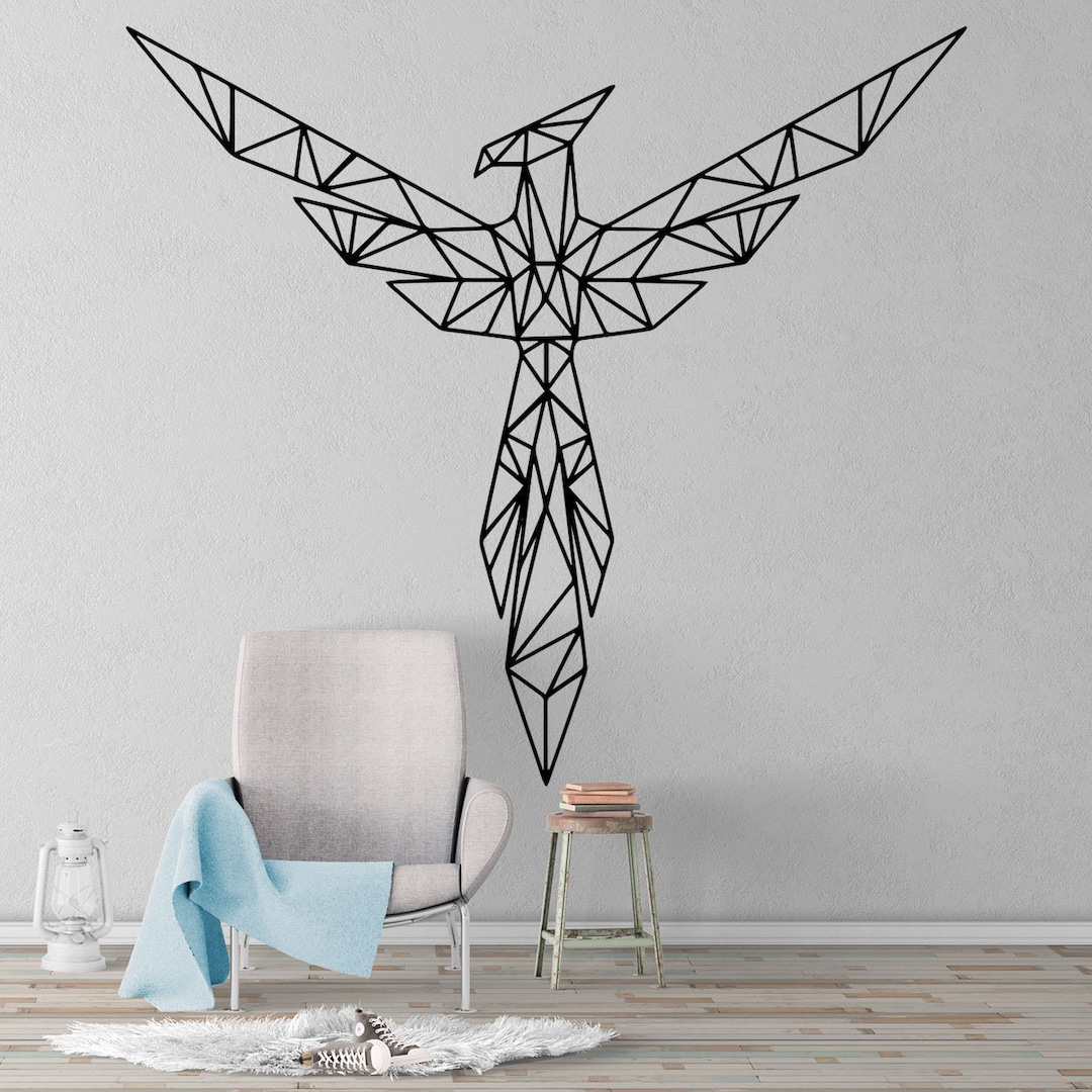 Geometric Phoenix Wall Decal: Modern Art Sticker - Etsy