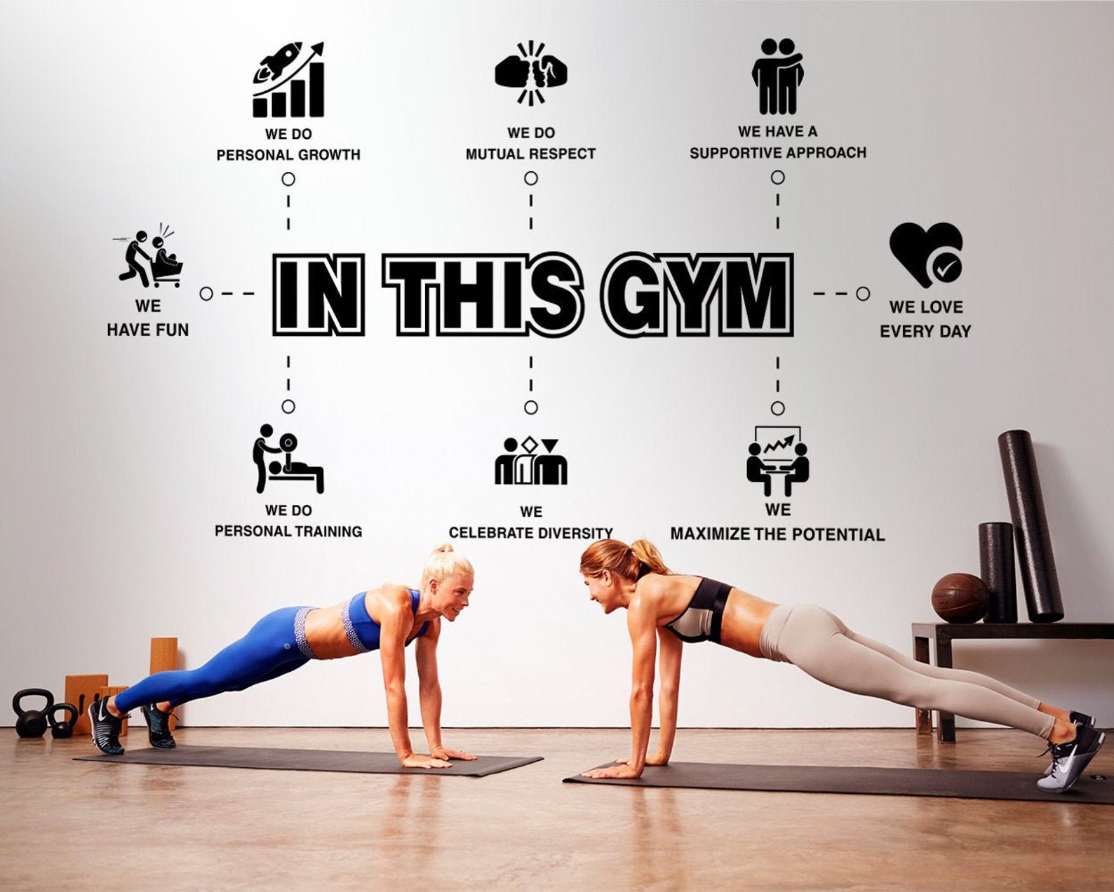 In This Gym, Gym Decor, Gym Values, Gym Wall Decals, Gym Wall Stickers ...