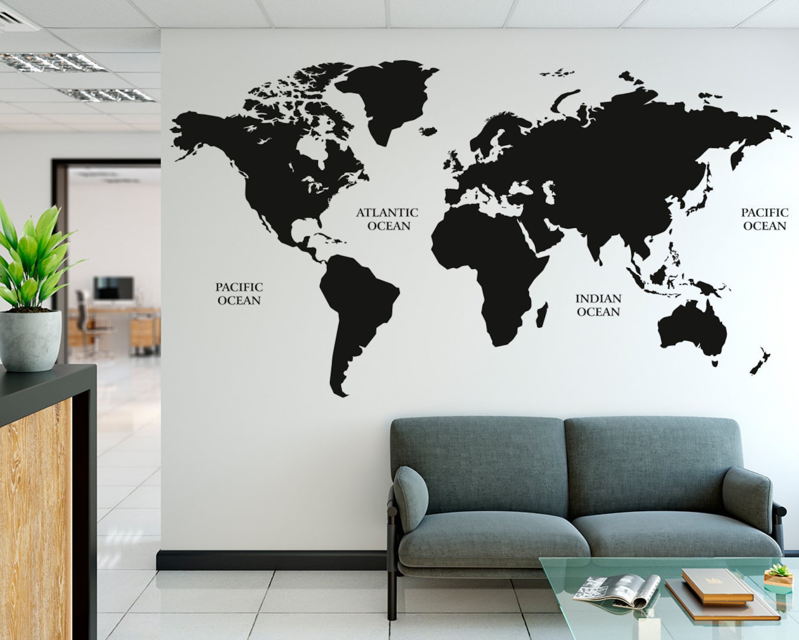World Map Wall Sticker Wall Decal Home Decor Office Decor - Etsy