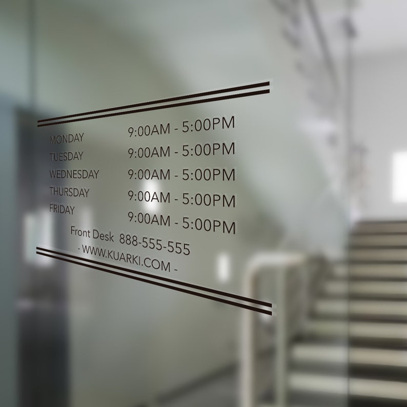 Storefront Window Decals Business Hours Store Hours Store - Etsy