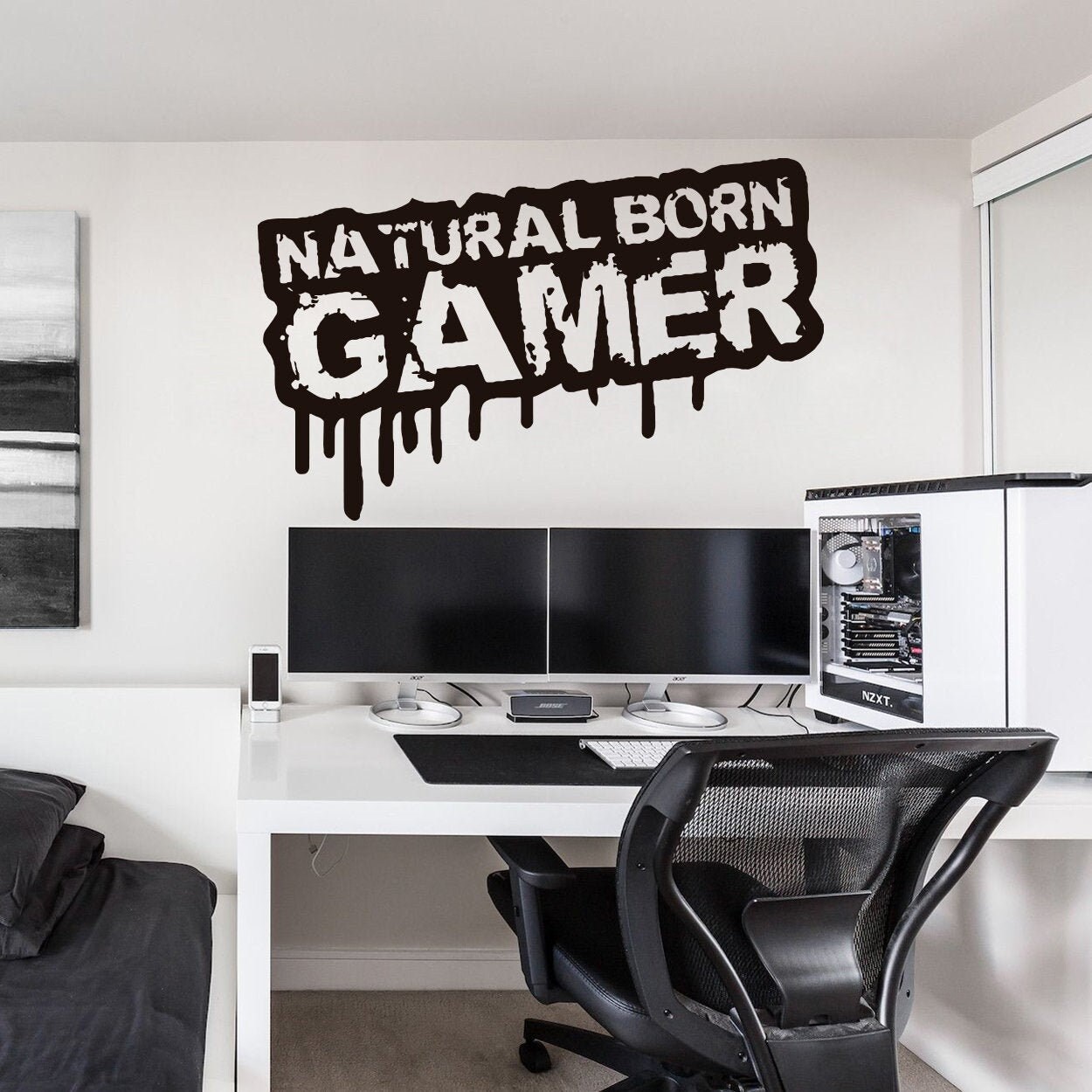 Natural Born Gamer Gamer Decal Gamer Sticker Gaming Wall - Etsy