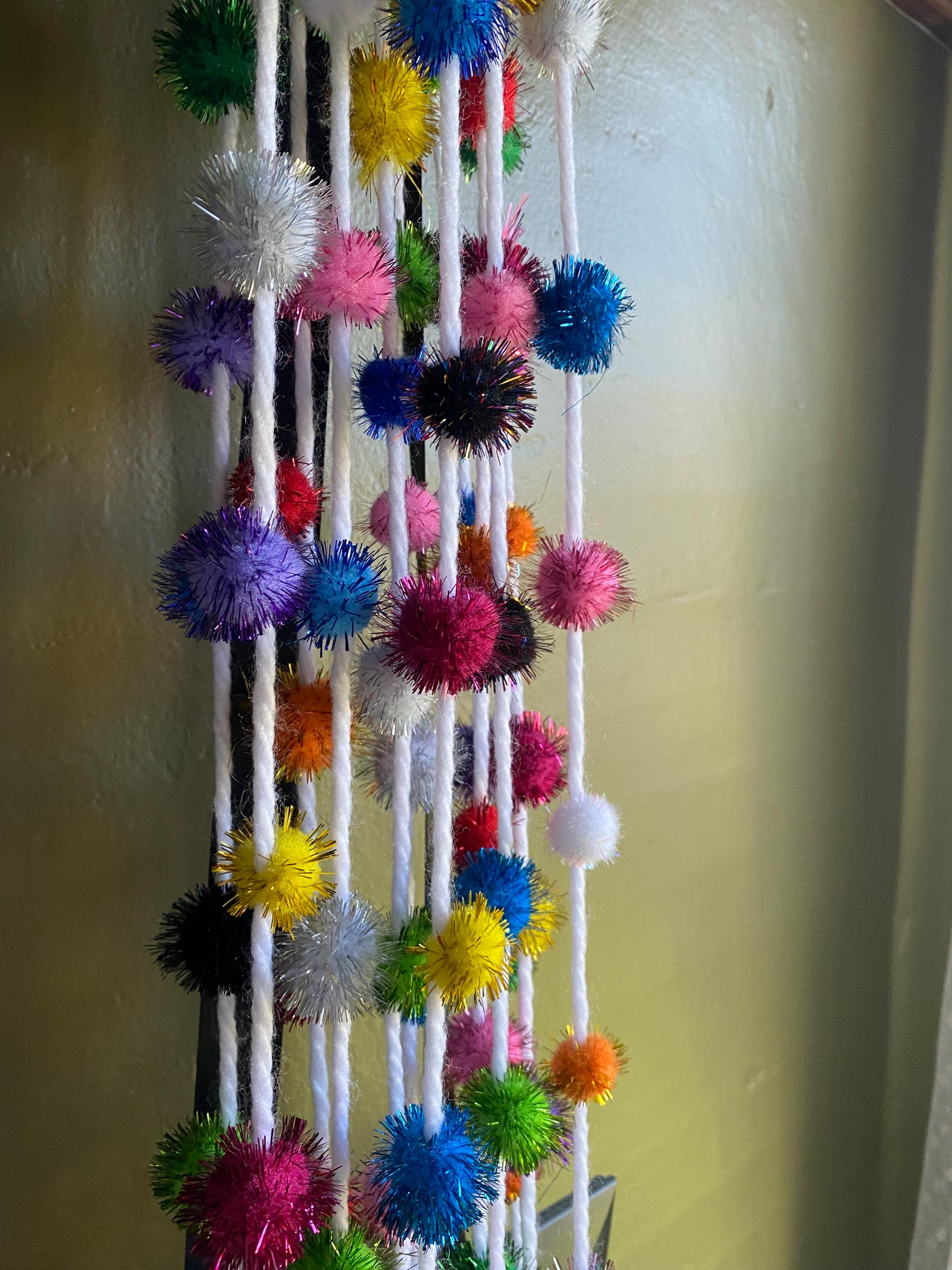 Sparkly Rainbow Tinsel Pom Pom Garland - Etsy