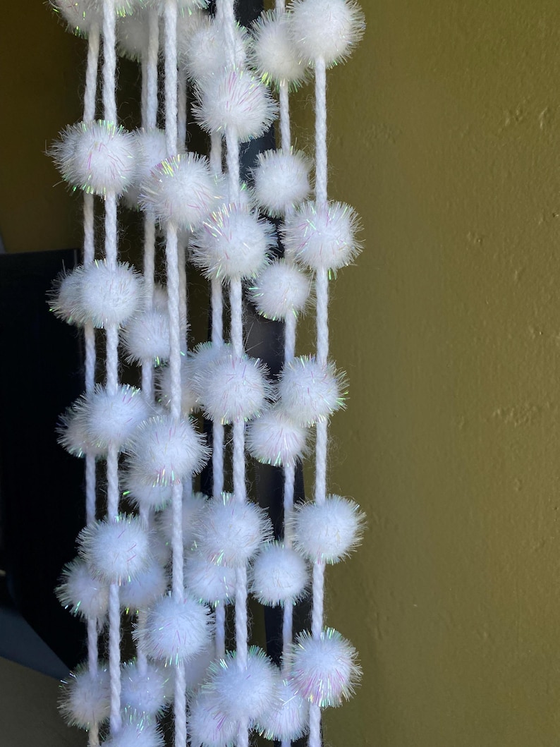 White Iridescent Pom Pom Garland - Etsy