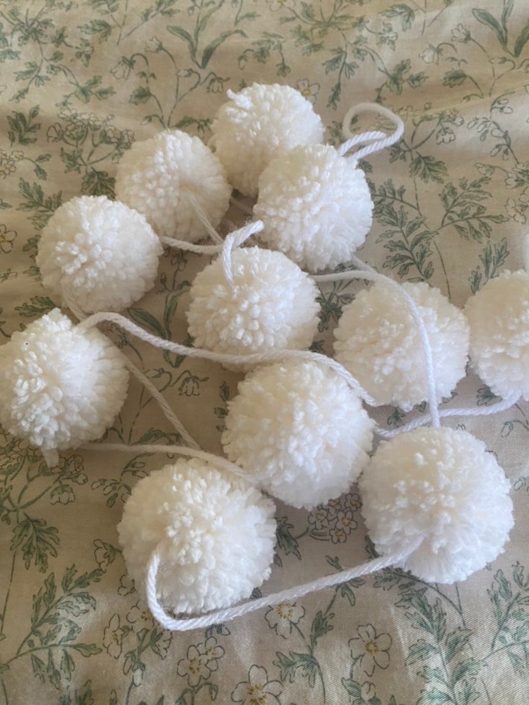 White Snowball Pom Pom Garland - Etsy