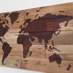 World Map on Recycled / Upcycled Wood. Wall Hanging - Etsy