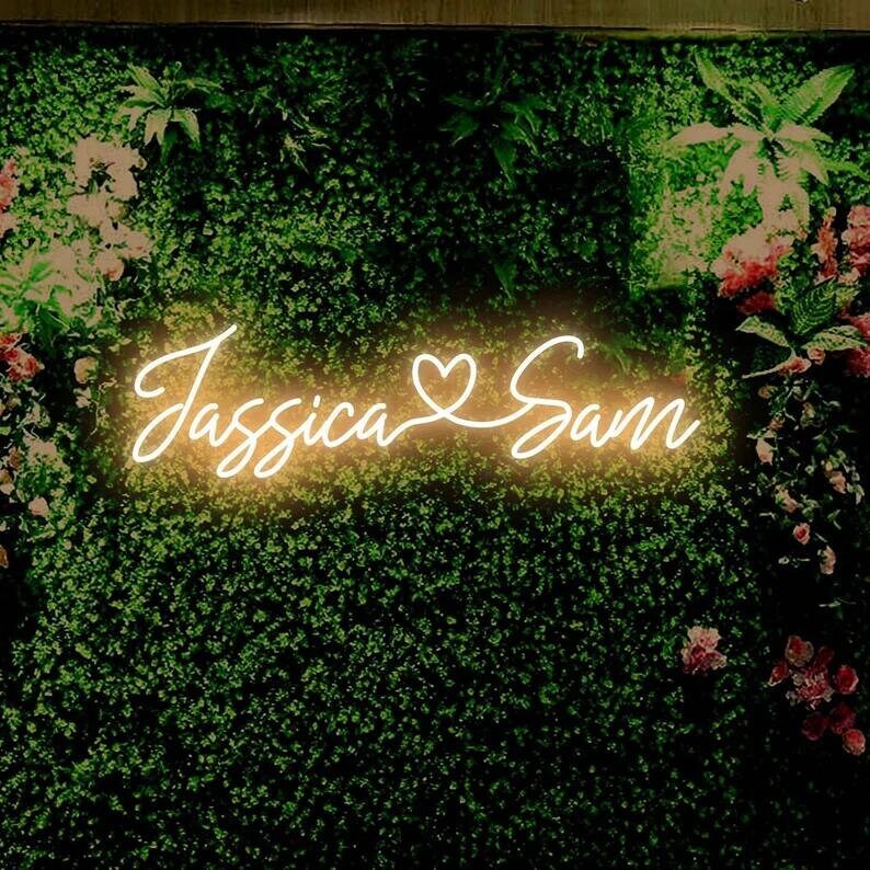 Custom Wedding LED Neon Sign Couple Names With Heart Neon Light up Sign ...