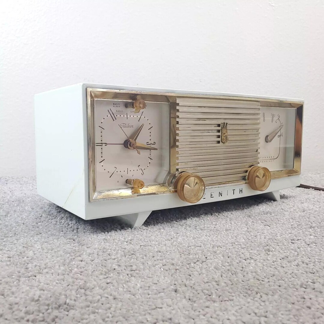 Zenith Tube Radio Clock the Deluxe B516W MCM White Vintage Works - Etsy
